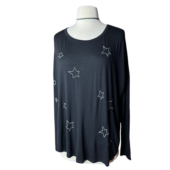 Altar'd State | Tops | Altars State Large Black Top Embroidered Stars ...